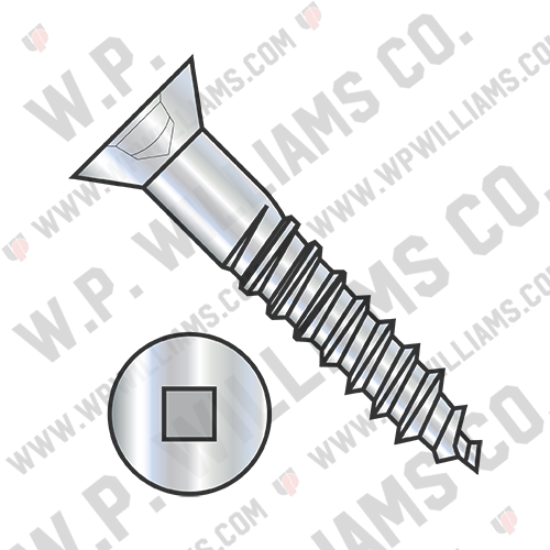 Square Drive Flat Head Full Body Wood Screw 2/3 Thread Zinc – W.P ...