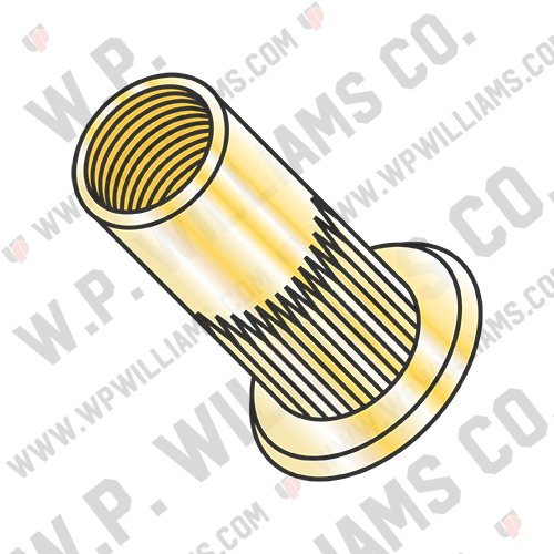 Flat Head Ribbed Threaded Insert Rivet Nut Steel Zinc Yellow Dichromat ...